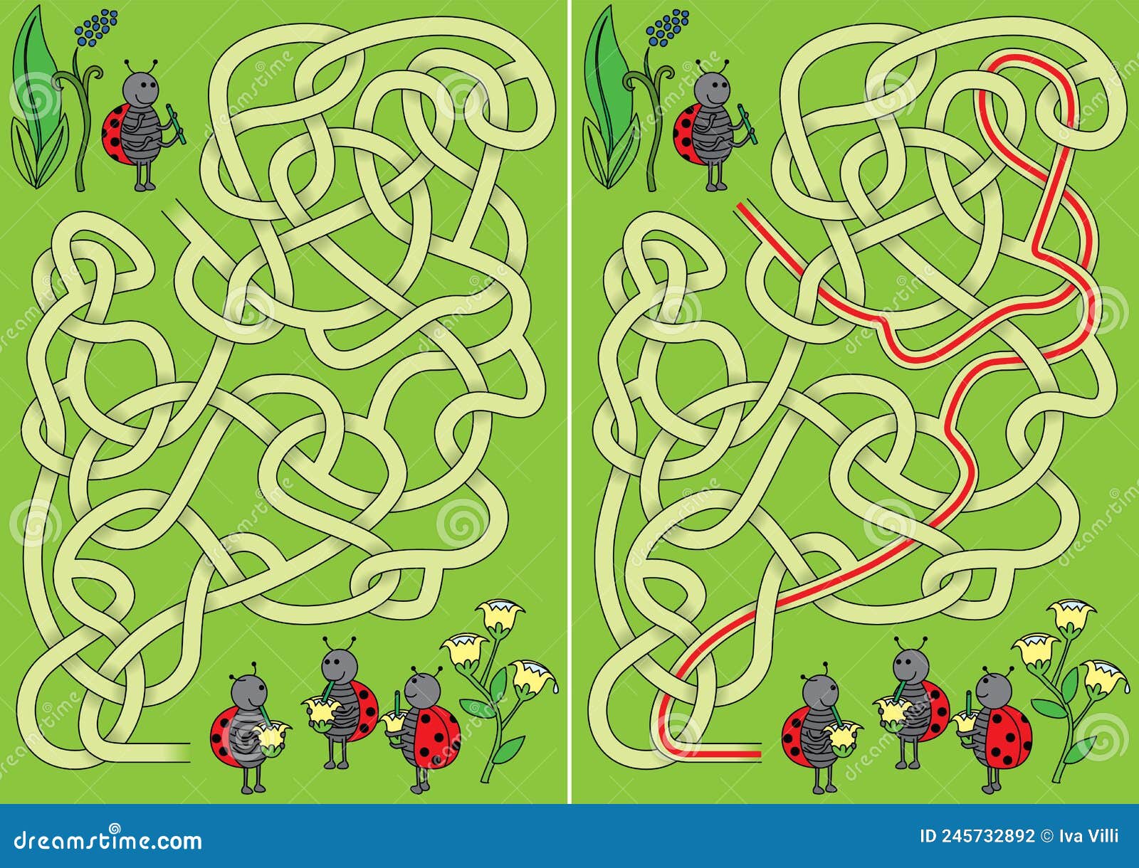 Ladybug maze stock vector. Illustration of easy, labyrinth - 245732892
