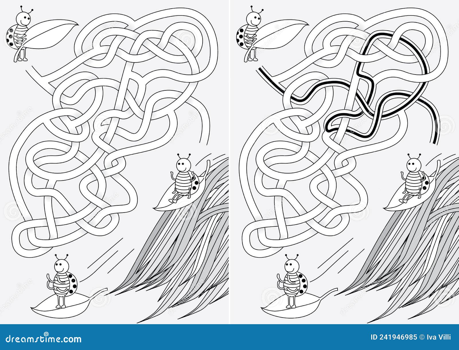 Ladybug maze stock vector. Illustration of game, solution - 241946985