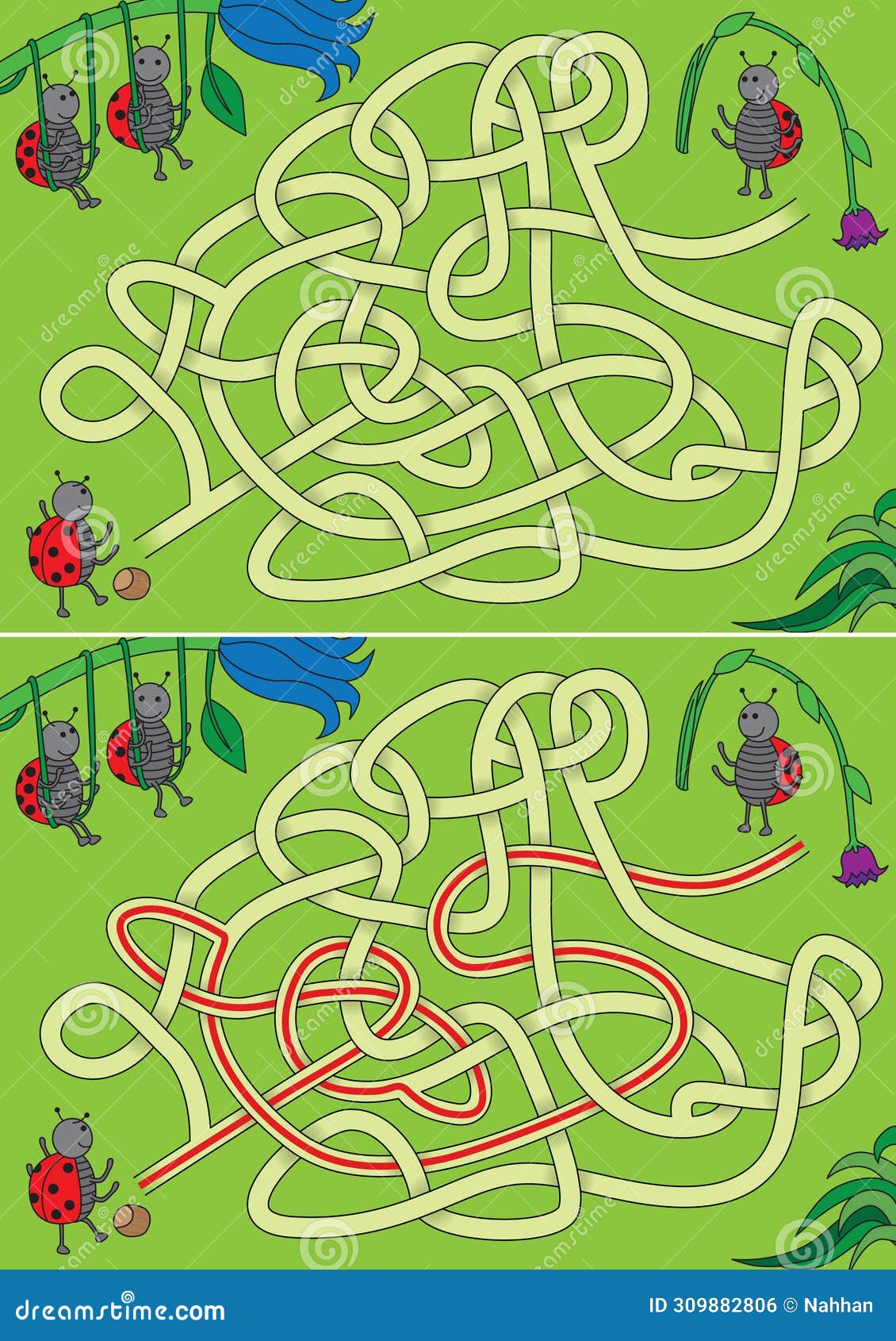 Ladybug maze stock vector. Illustration of soccer, maze - 309882806