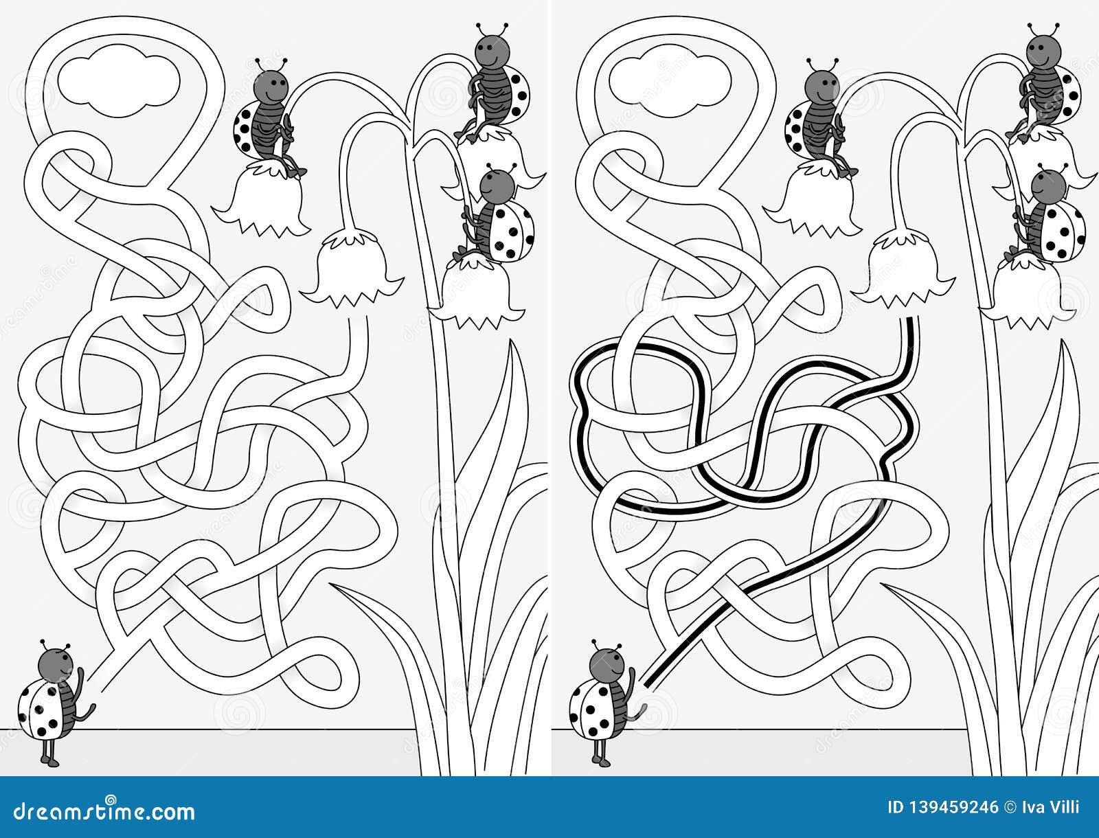 Ladybug maze stock vector. Illustration of playing, brain - 139459246