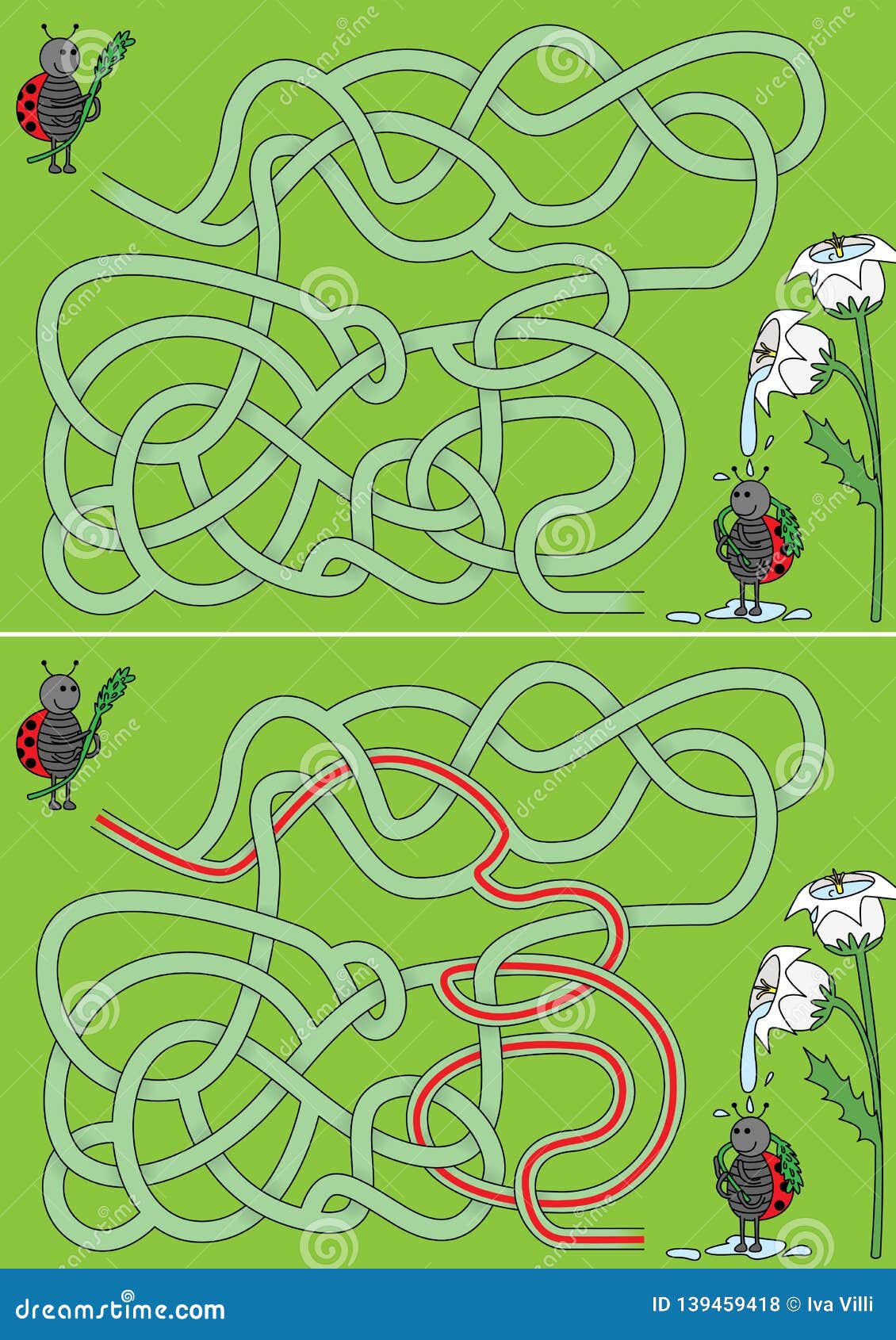 Ladybug maze stock vector. Illustration of ladybird - 139459418
