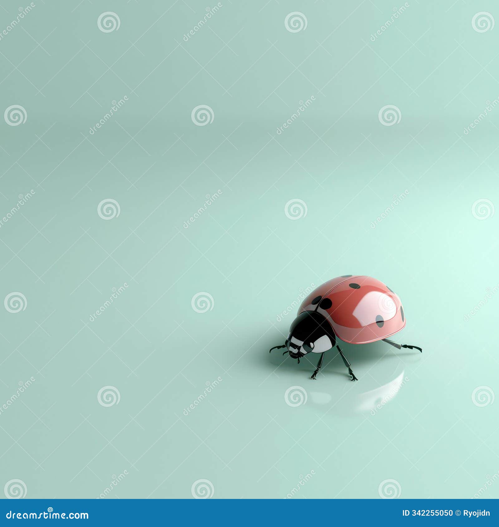 Ladybug on a Mint Surface stock illustration. Illustration of surface ...