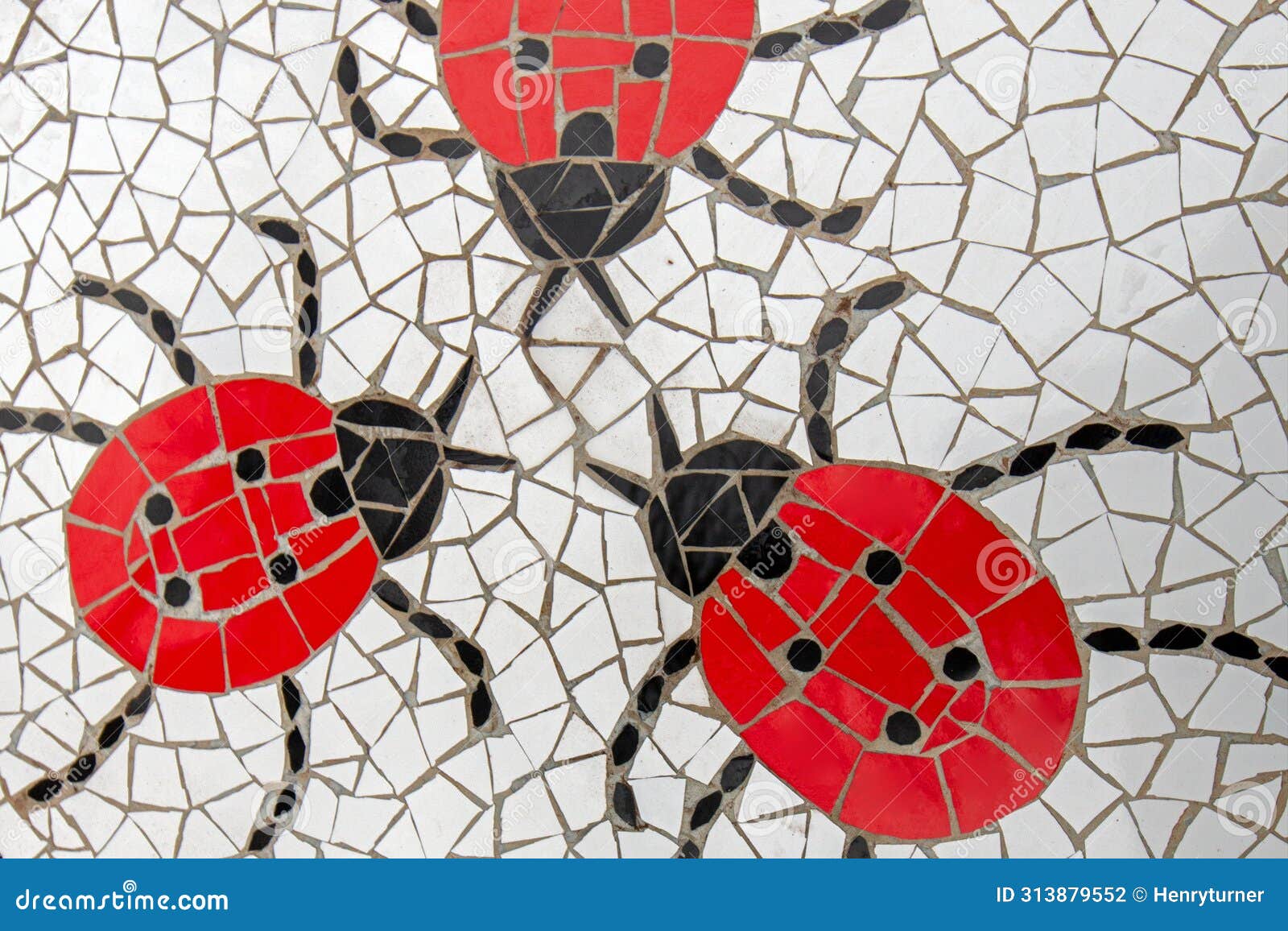 Ladybug Mosaic in Decorative Art Tiles Stock Photo - Image of white ...