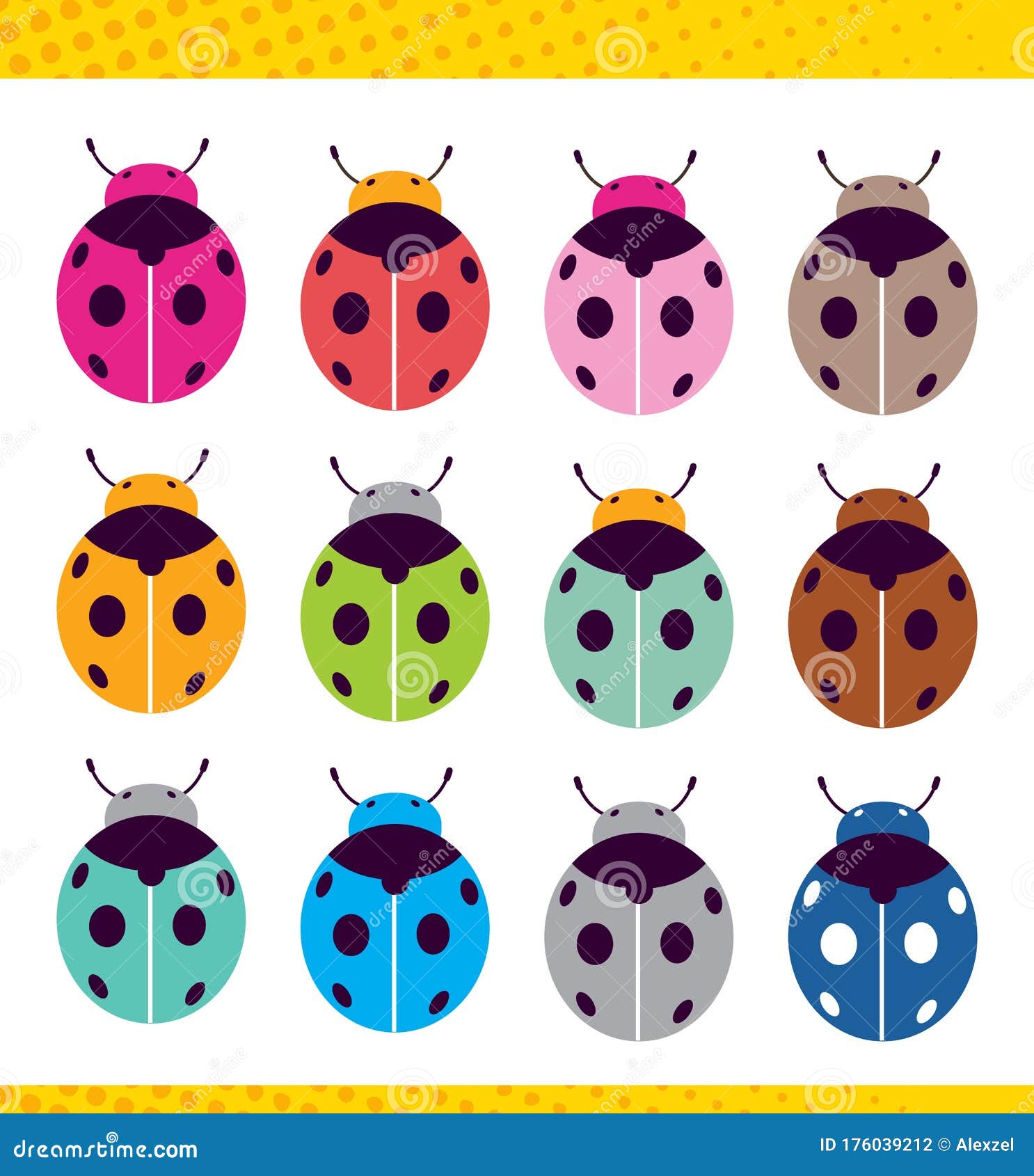 Ladybug Pattern, Abstract Texture Set Different Stock Vector ...