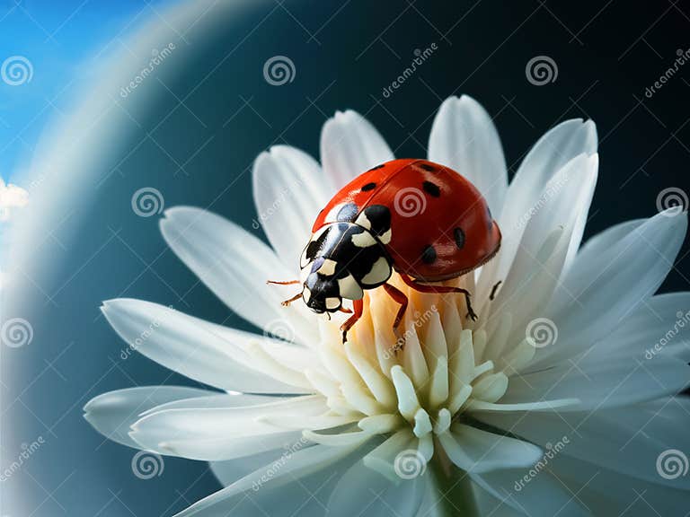 A Ladybug is Perched on the Center of Stock Illustration - Illustration ...