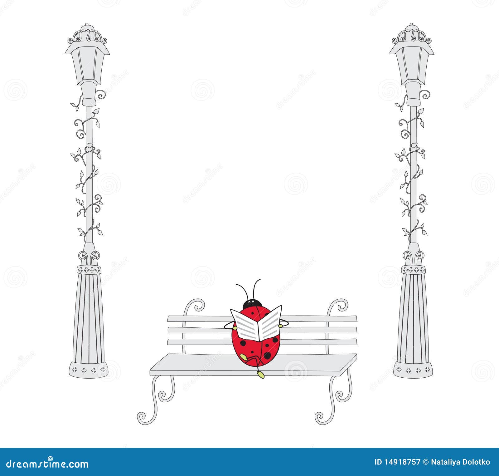 Ladybug reading newspaper. stock vector. Illustration of outside - 14918757