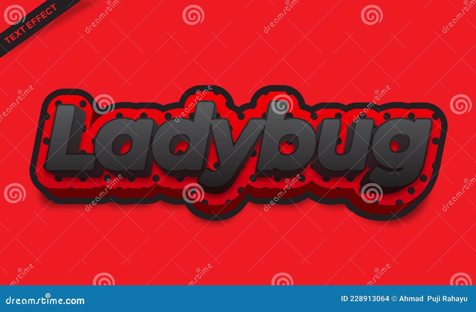 Ladybug Red Text Effect Design Stock Vector - Illustration of pattern, glow: 228913064