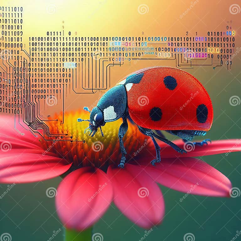 Ladybug S Spots in Binary Code Matrix Code Stock Illustration ...