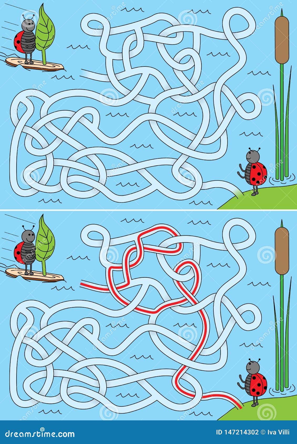 Ladybug maze stock vector. Illustration of ladybug, solution - 147214302