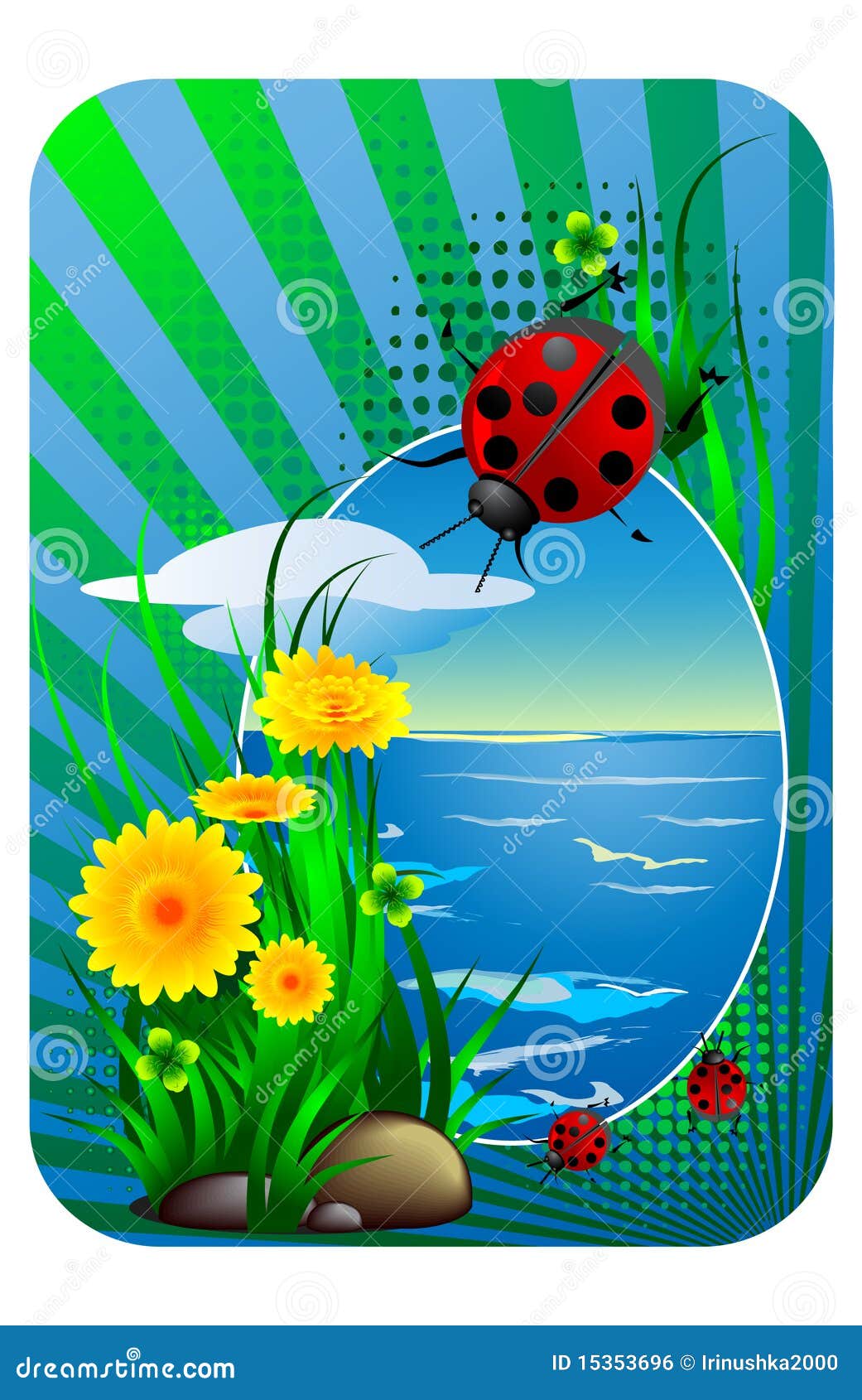 Ladybug and sea stock vector. Illustration of environment - 15353696