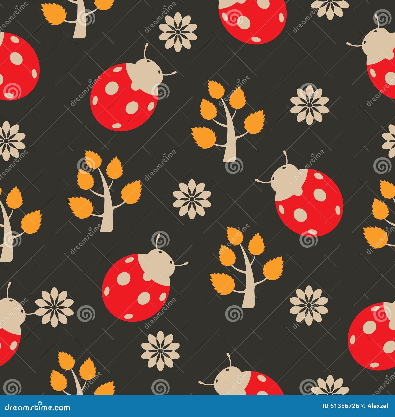 Ladybug seamless stock vector. Illustration of beautiful - 61356726