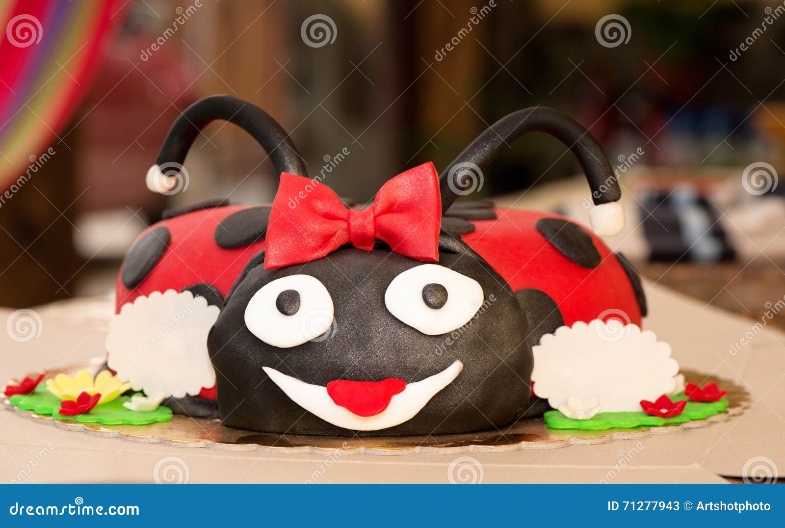 Ladybug Shaped Birthday Cake Stock Image | CartoonDealer.com #71277943