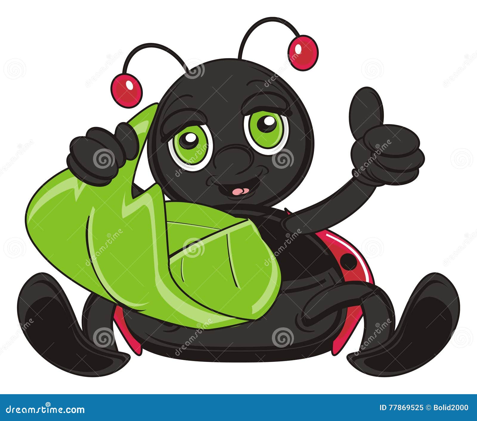 Ladybug Hold A Leaf And Sit On The Blue Cloud Stock Photography ...