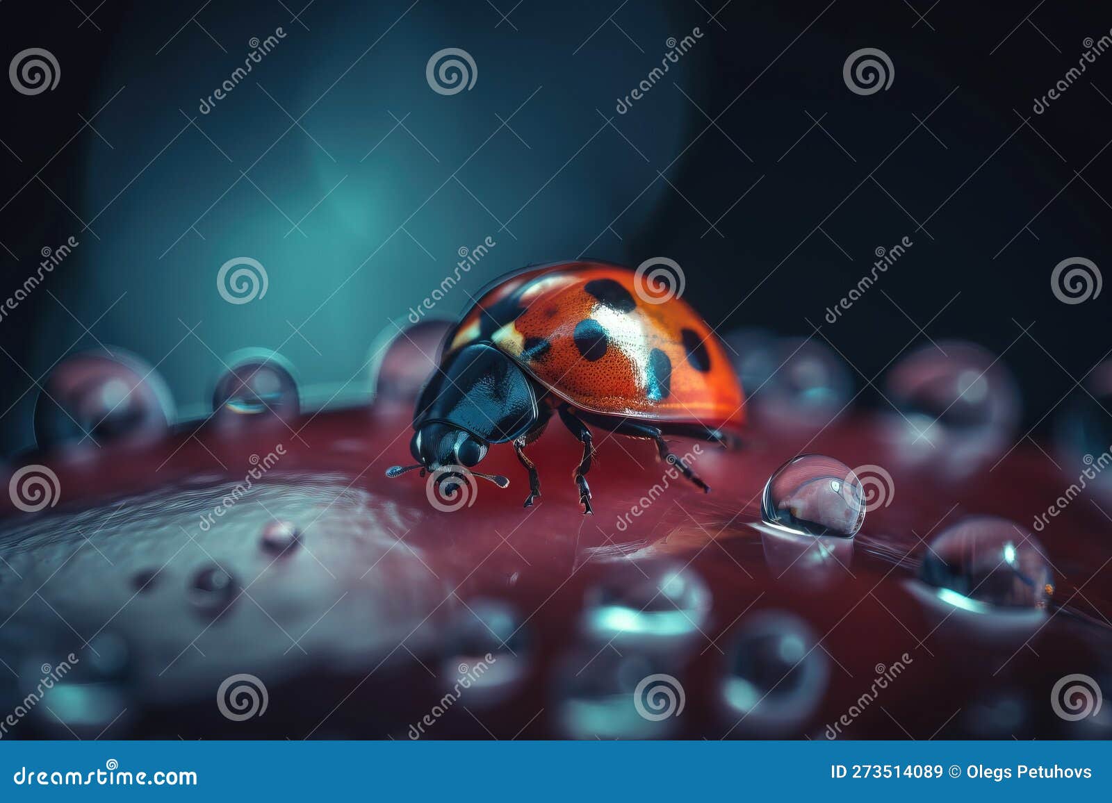 A Ladybug Sitting on Top of a Red Surface Stock Illustration ...