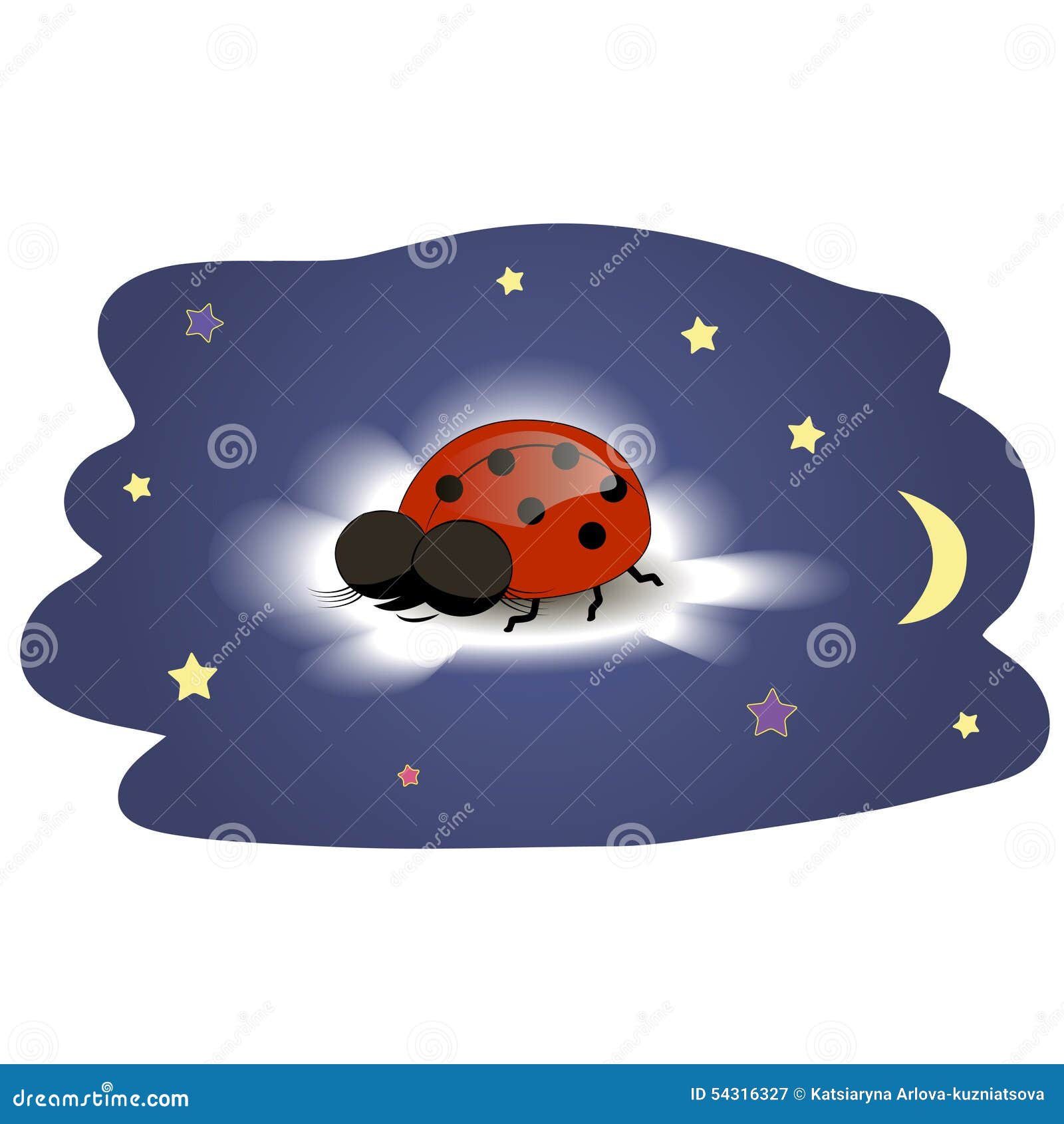 Ladybug Sleeping on a Cloud Stock Vector - Illustration of night, cloud ...