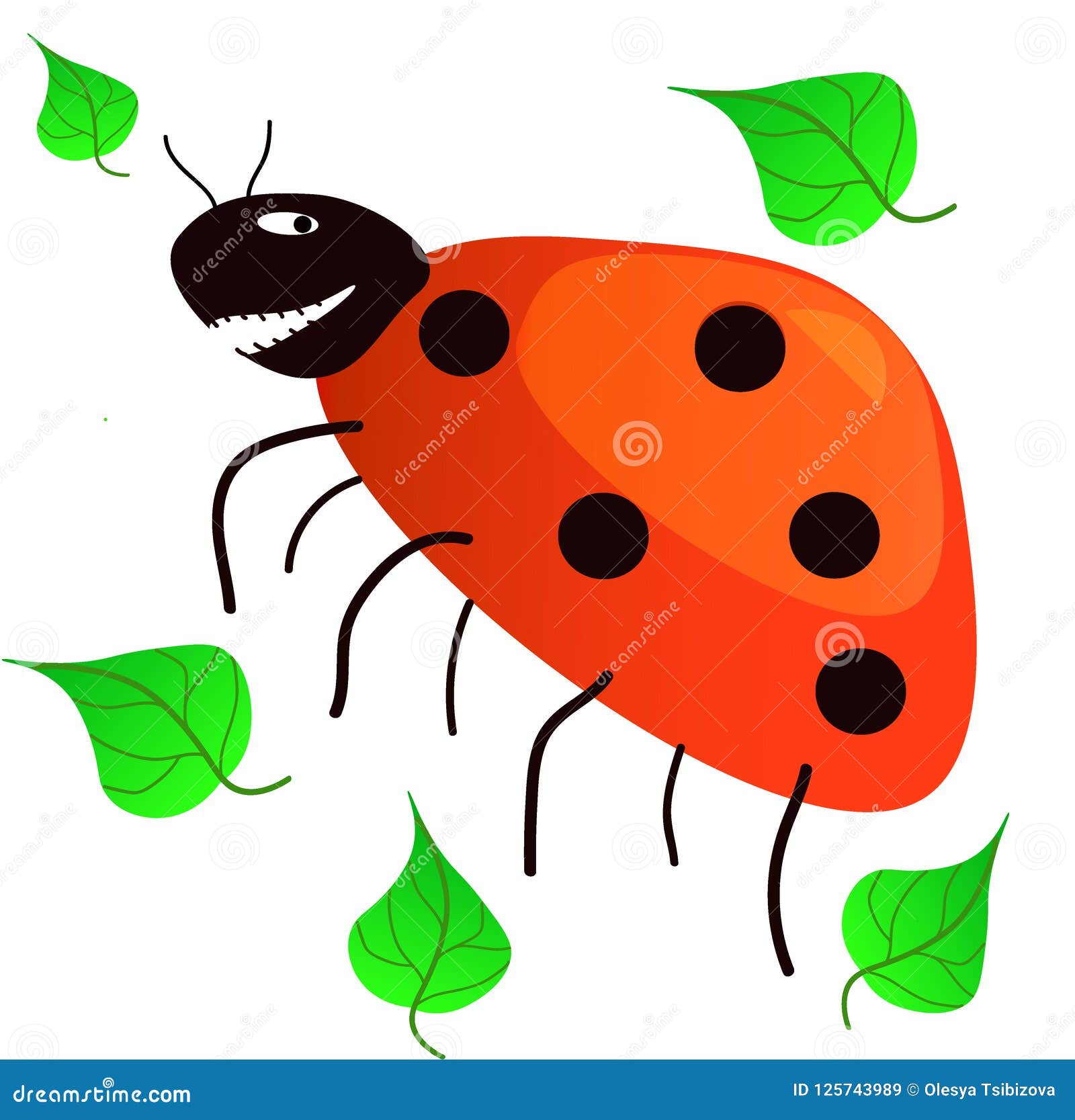 Ladybug with a smile. stock vector. Illustration of sites - 125743989