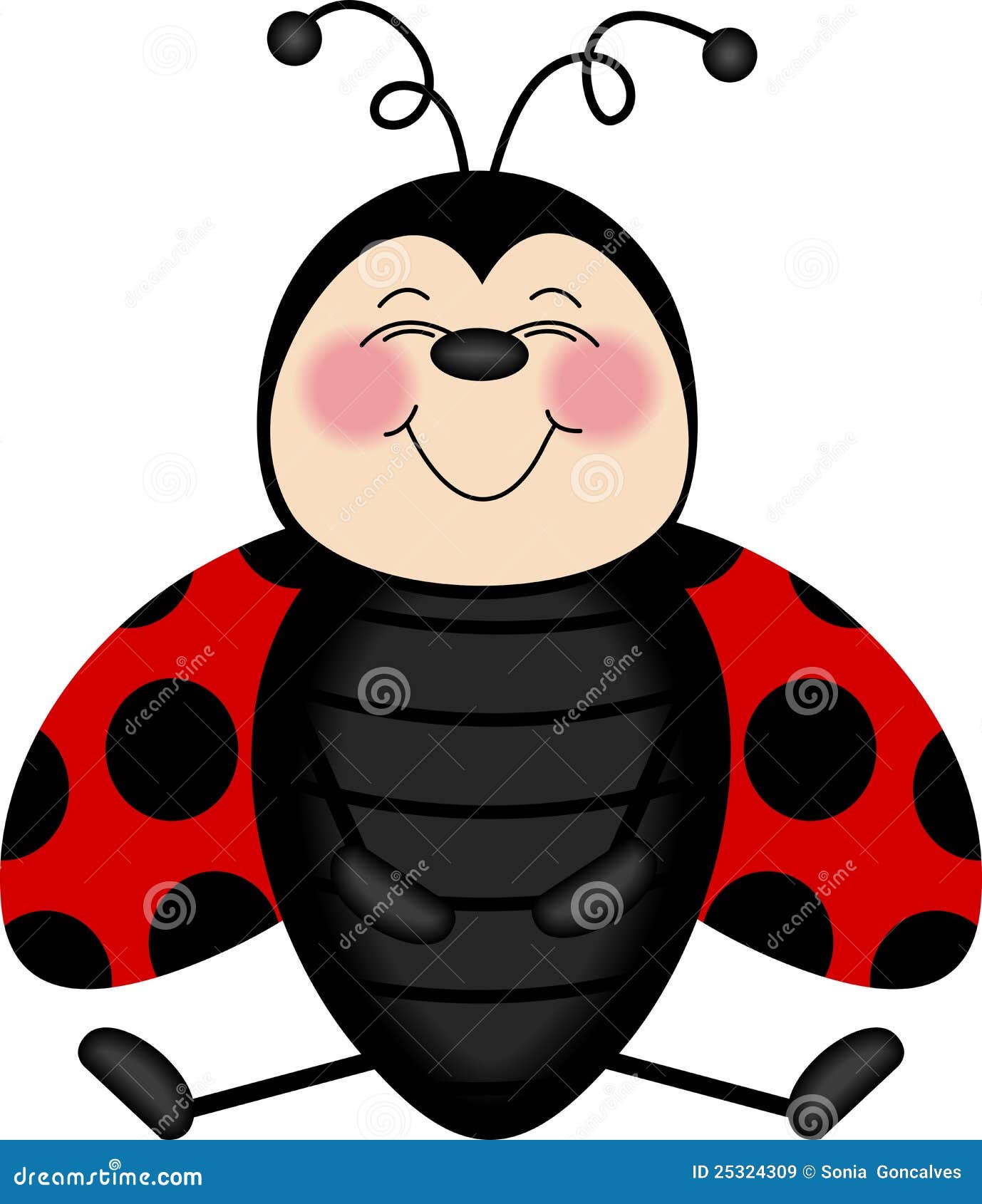 Ladybug Smiling from Ear To Ear Stock Vector - Illustration of wildlife ...