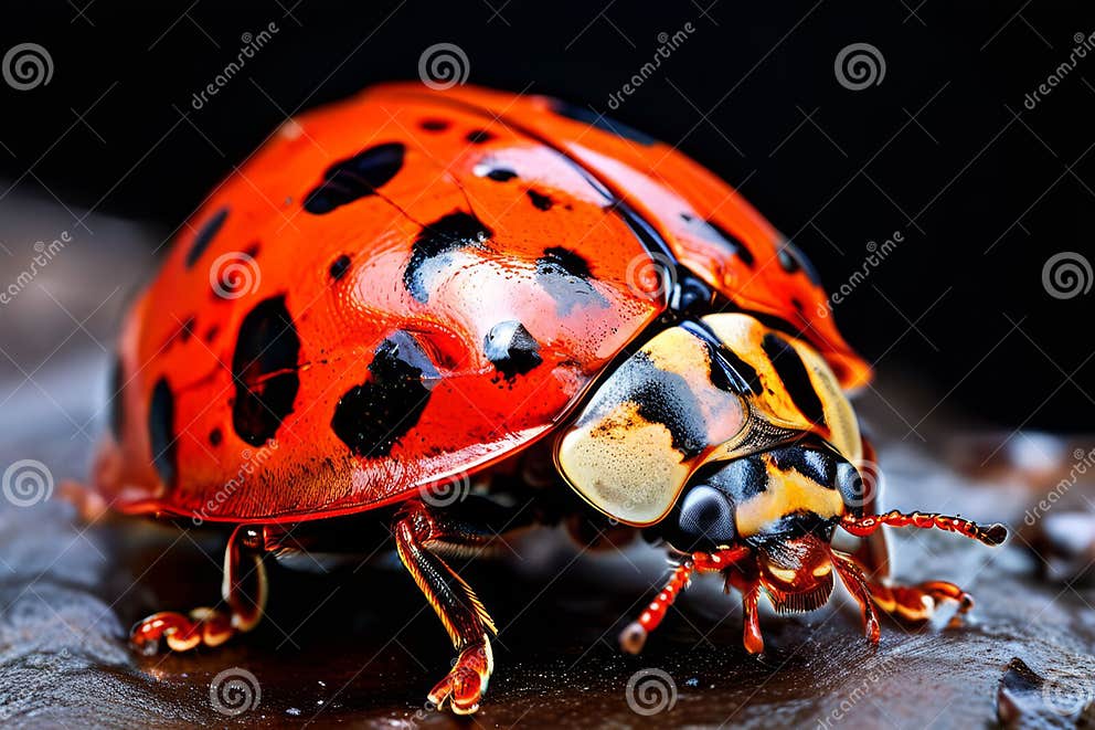 Ladybug Spots the Bright Red Shell of a Ladybug Adorned with Bla Stock ...
