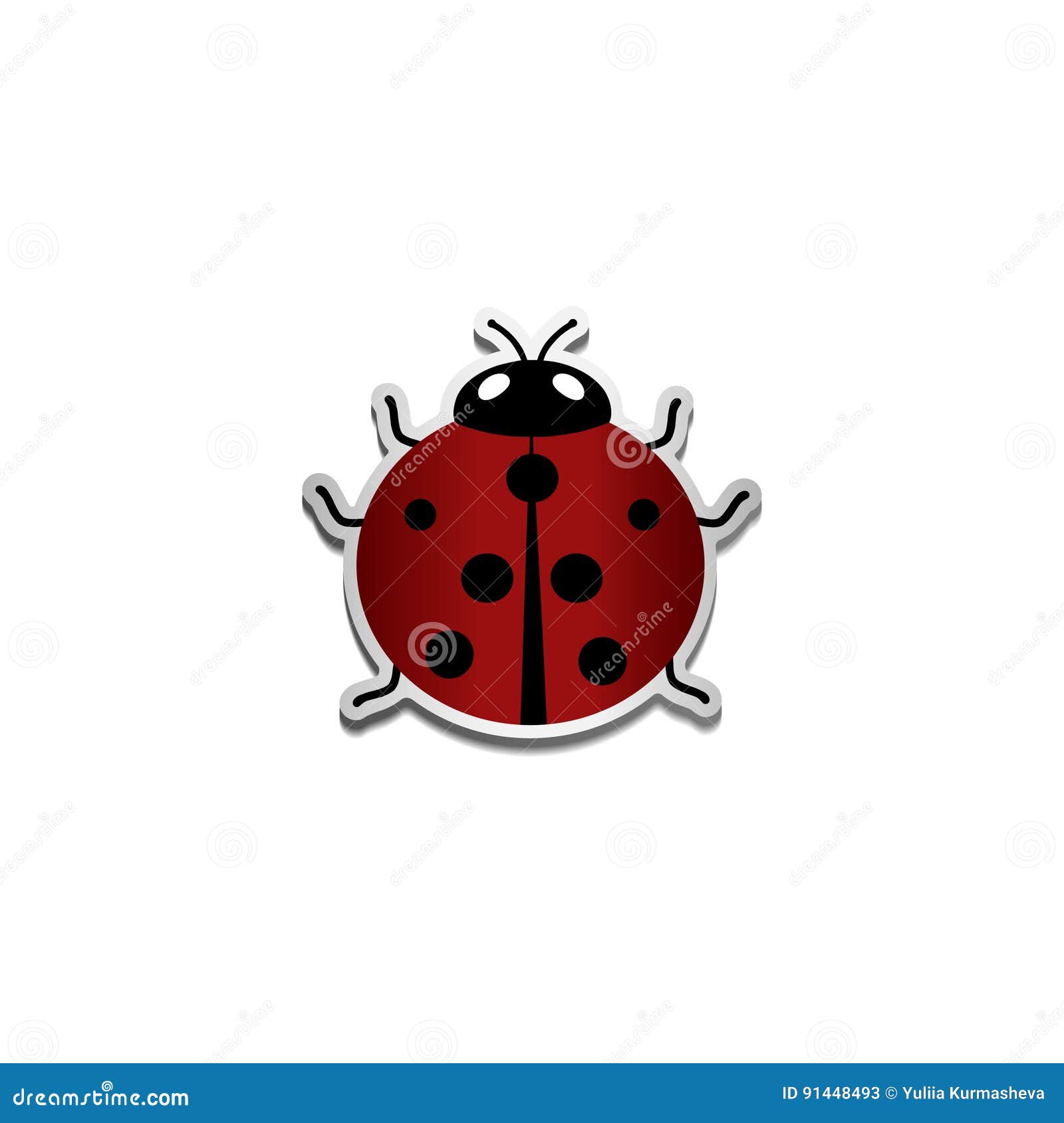 Ladybug sticker stock vector. Illustration of spots, sticker - 91448493
