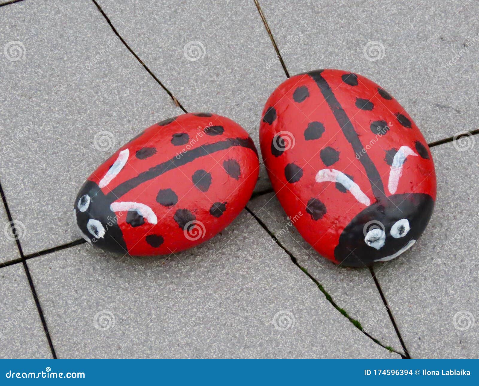 Ladybug stones on tiles stock photo. Image of cute, inspirational ...