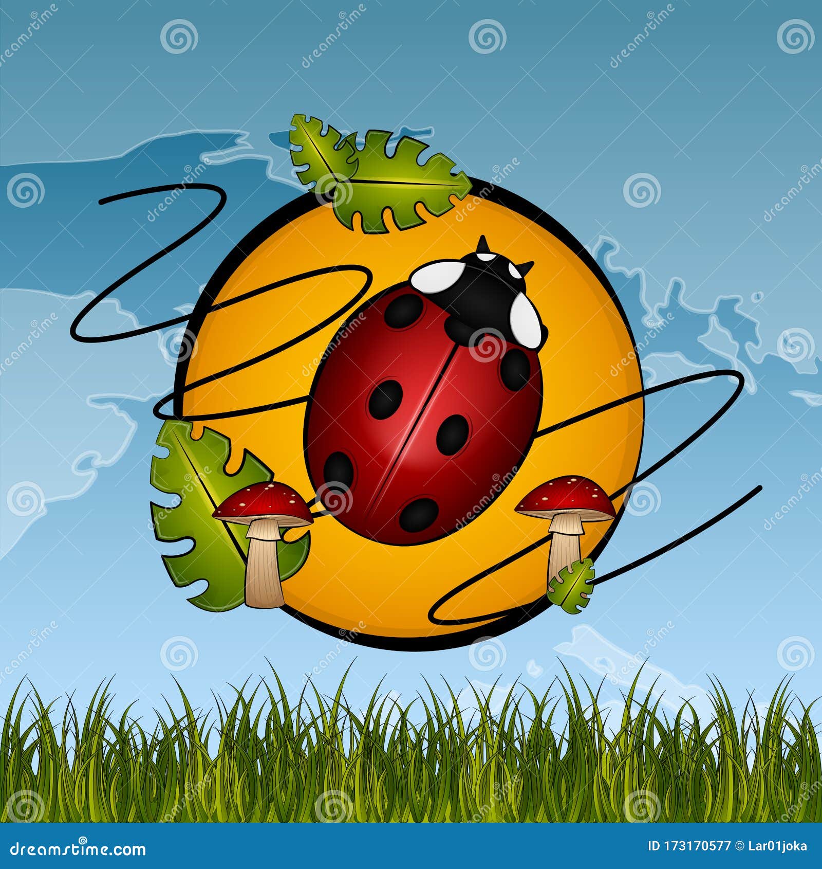Ladybug on a leaf stock vector. Illustration of ladybug - 173170577