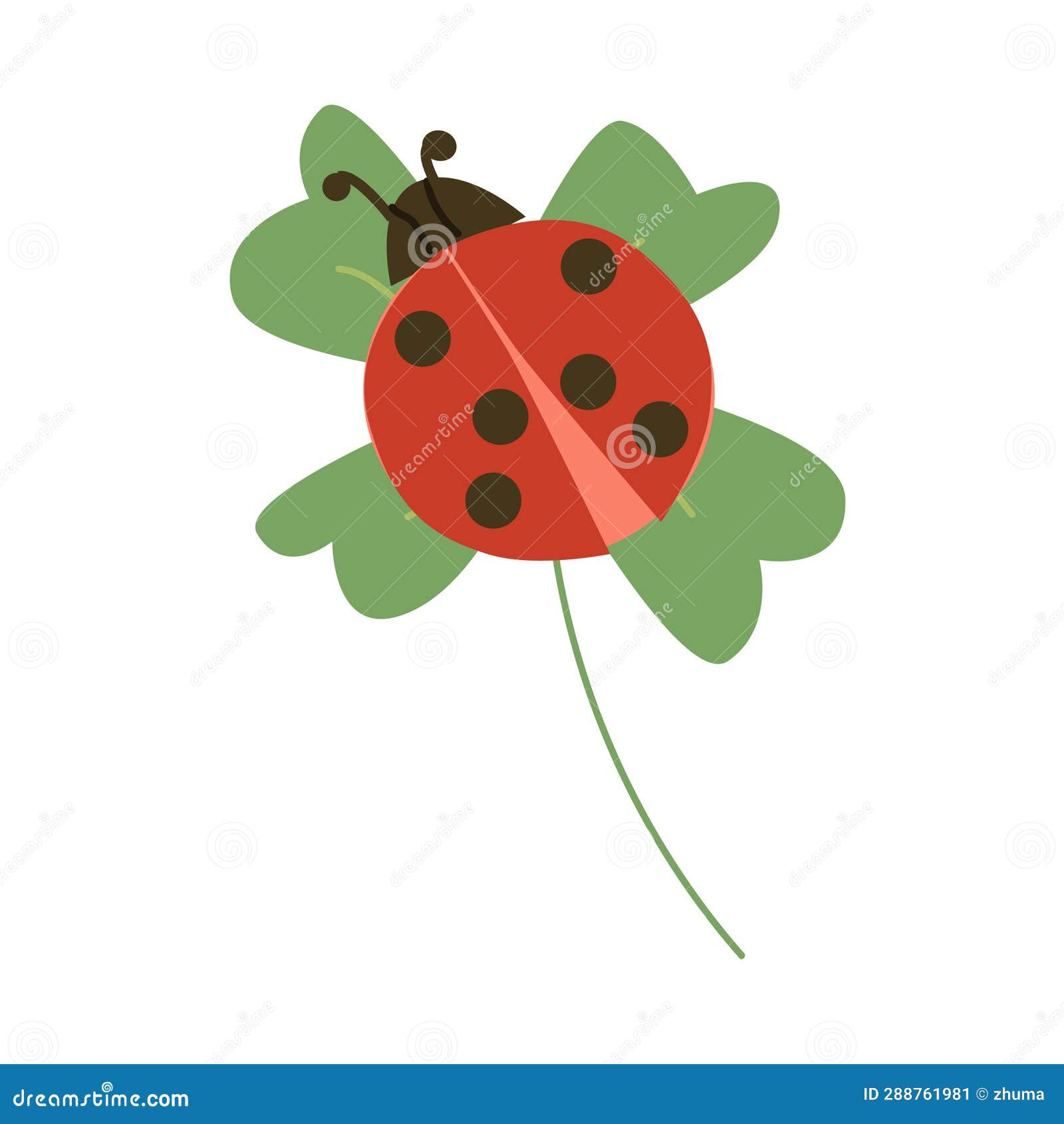 Ladybug, a Symbol of Good Luck on a Clover Leaf Stock Vector ...