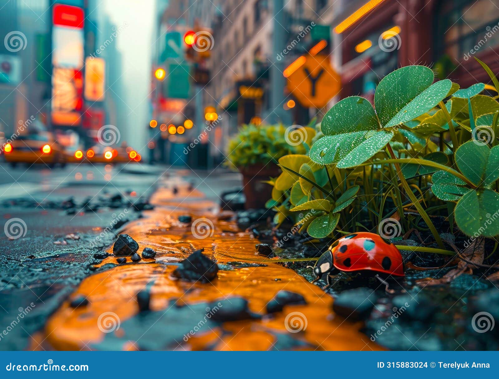 Ladybug and Traffic Lights on the Street Stock Photo - Image of america ...