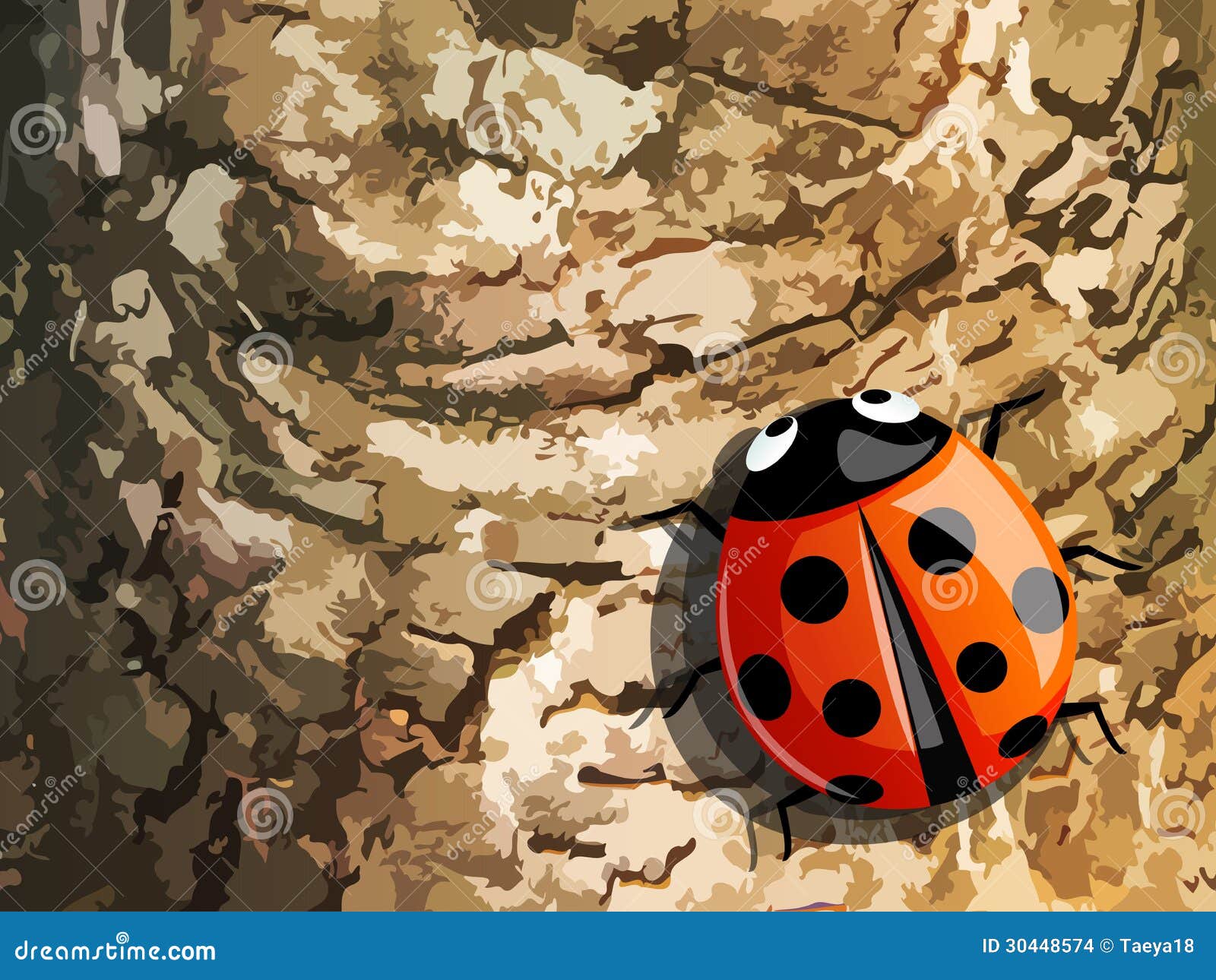 Ladybug on tree stock illustration. Illustration of nature - 30448574