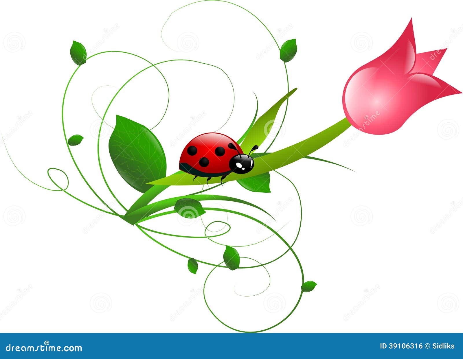 Ladybug on tulip stock illustration. Illustration of pink - 39106316