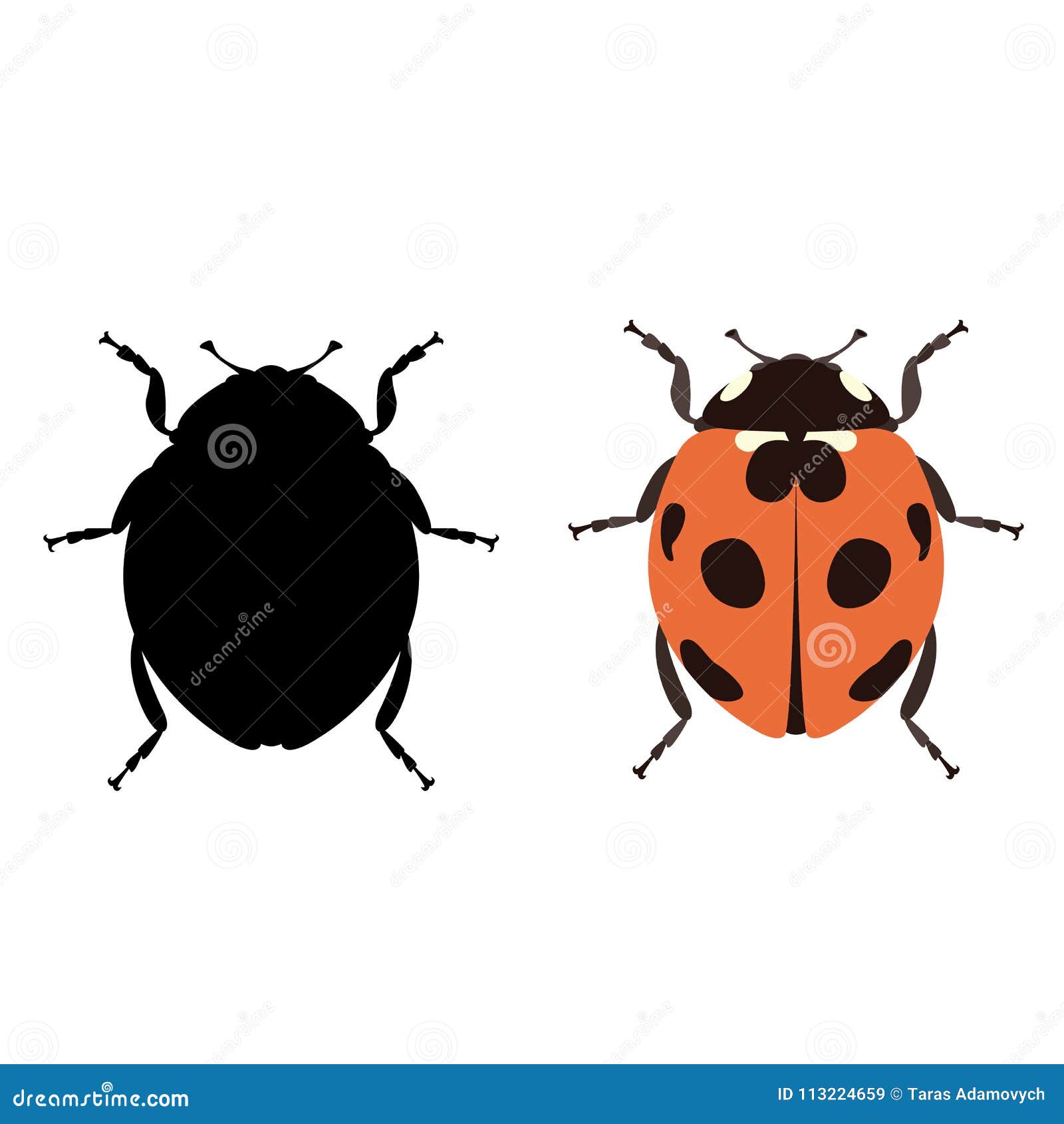 Ladybug Vector Illustration Flat Style Black Silhouette Stock Vector ...