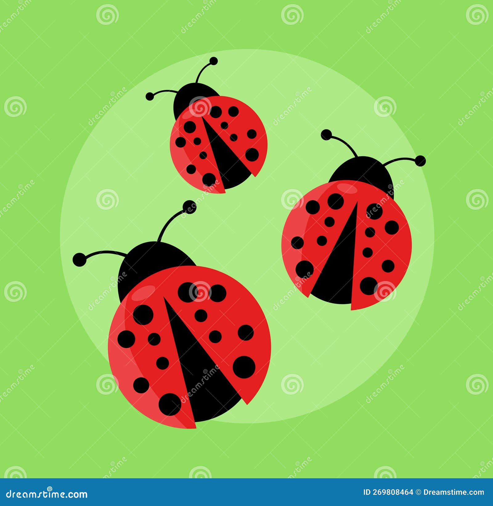 Ladybug Vector Illustration on Green Stock Vector - Illustration of ...