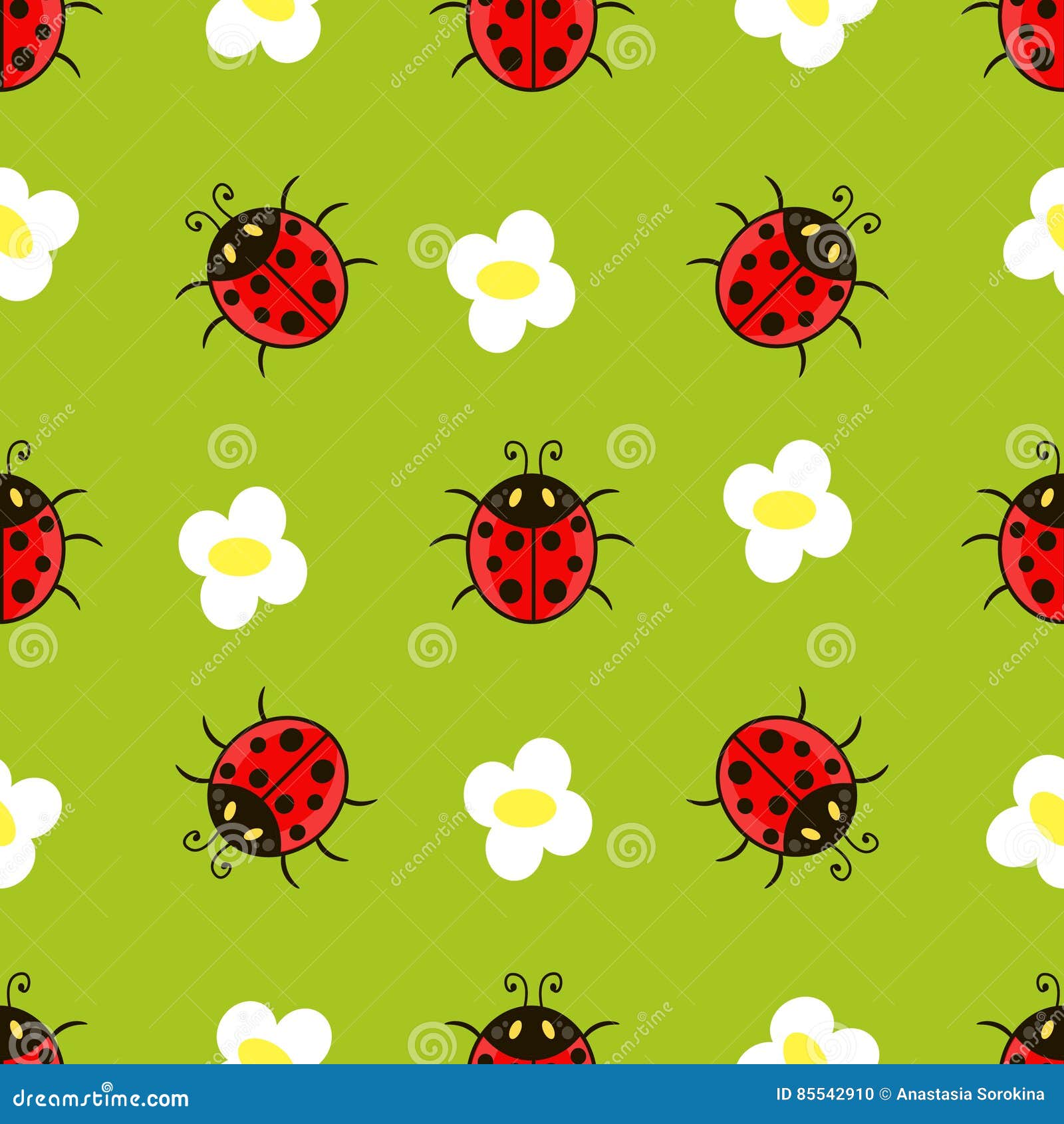 Ladybug.Vector Seamless Pattern Stock Vector - Illustration of animal ...