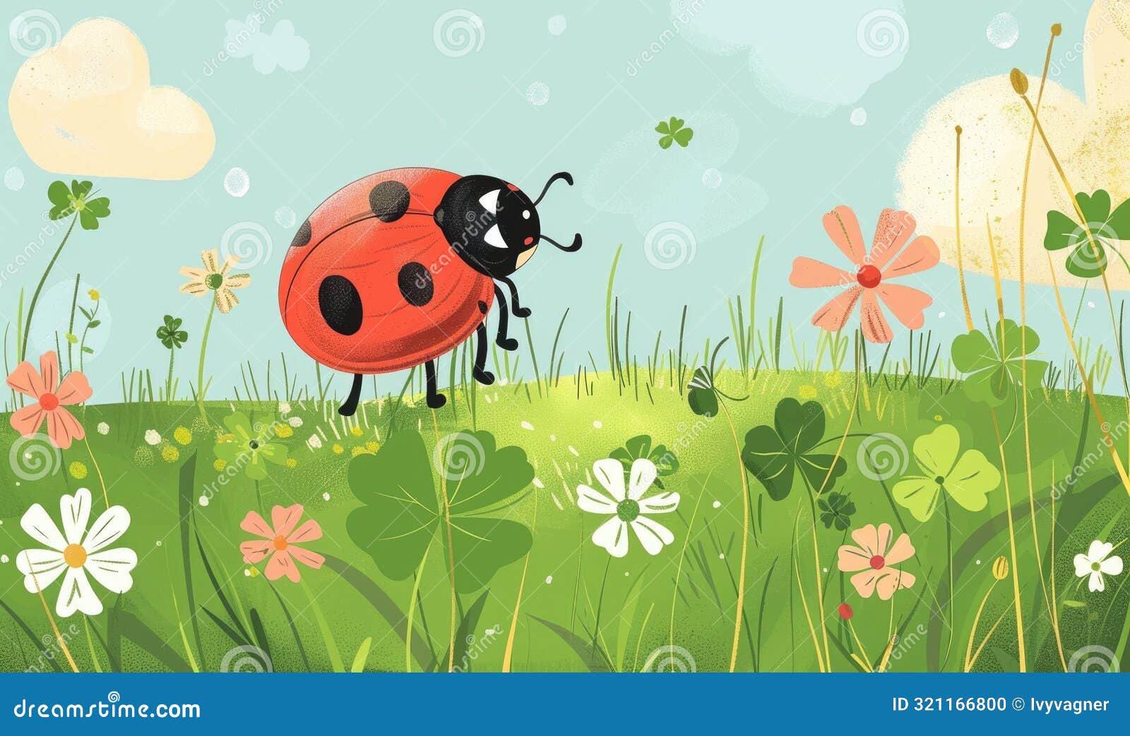 A Ladybug is Walking through a Field of Flowers Stock Photo - Image of ...