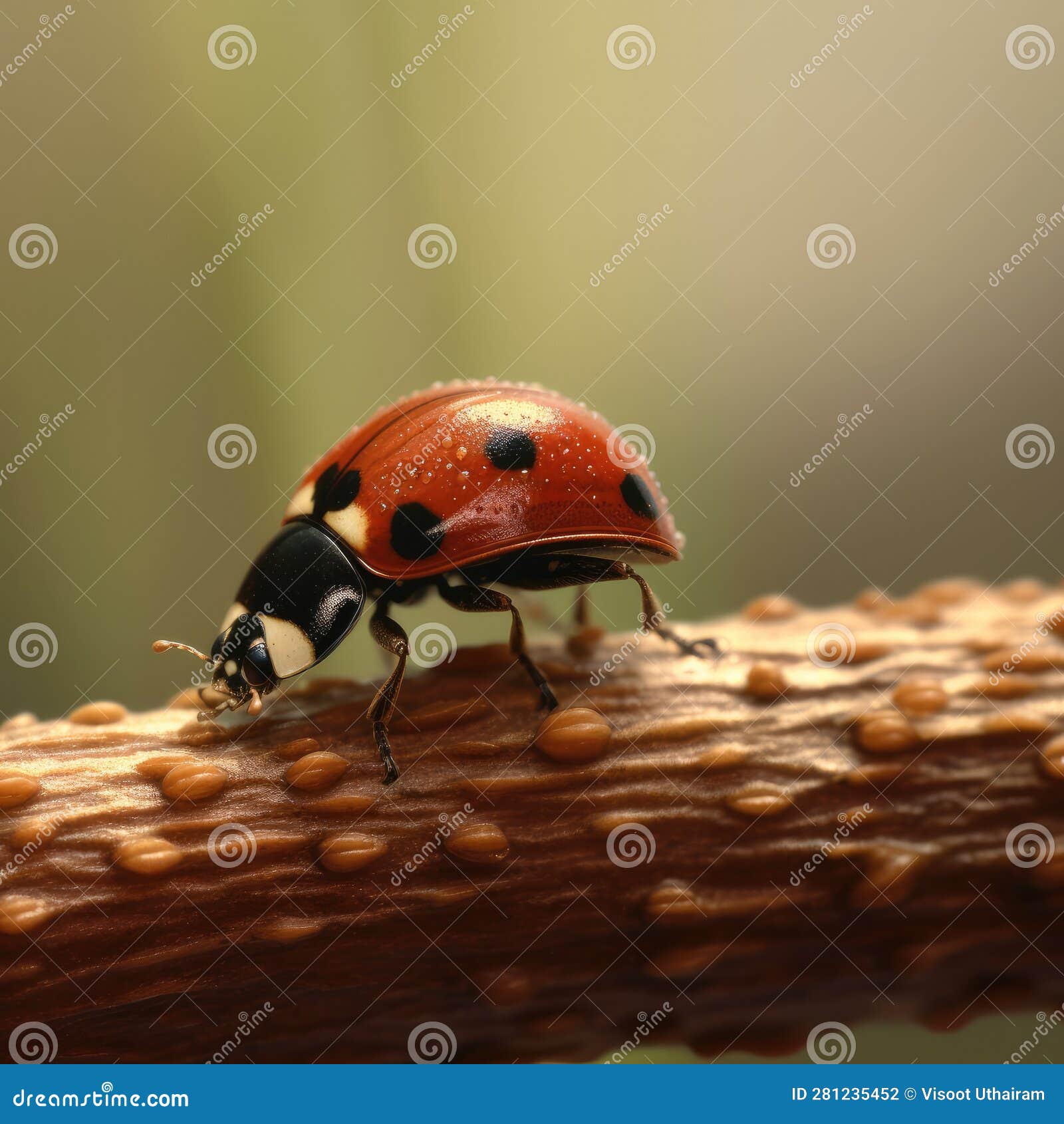Ladybug Walking on Twig, Closeup of a Ladybug, Flora and Fauna Stock ...