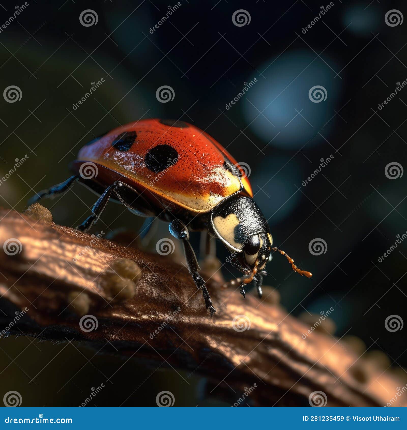 Ladybug Walking on Twig, Closeup of a Ladybug, Flora and Fauna Stock ...