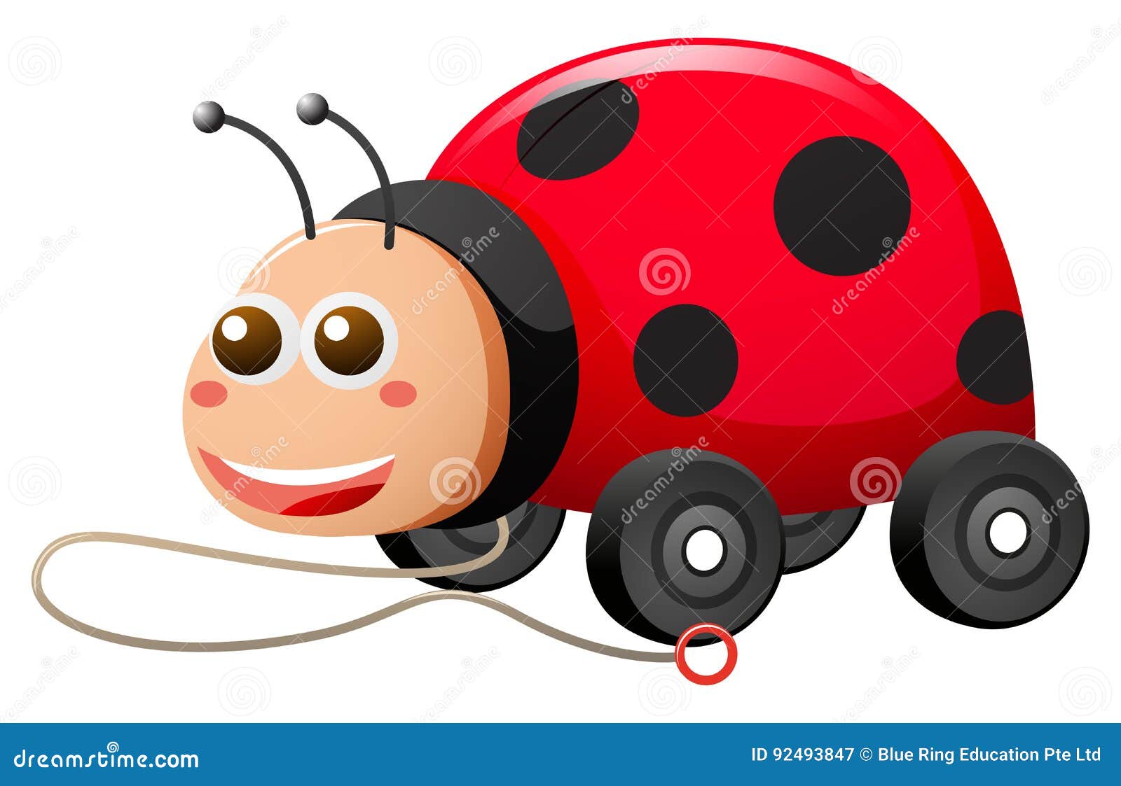 Ladybug with Wheels and String Stock Vector - Illustration of walker ...