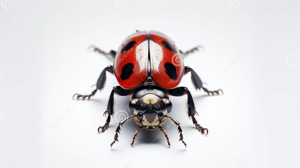 Ladybug on a White Background. View from Above Stock Photo - Image of ...