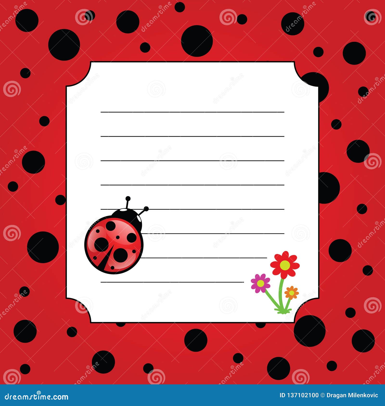 Ladybug with White Frame Vector Stock Vector - Illustration of beauty ...