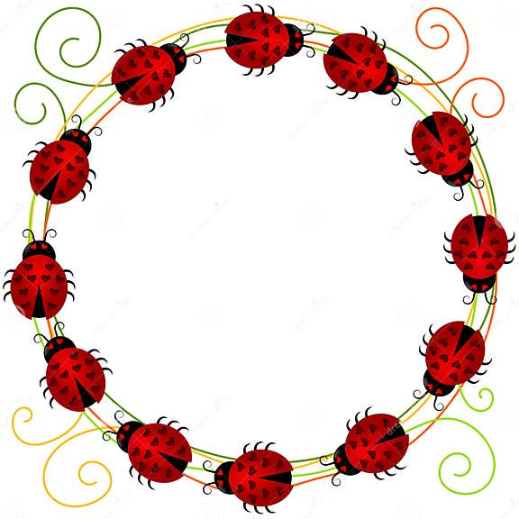 Ladybugs border frame stock illustration. Illustration of lady - 91797972