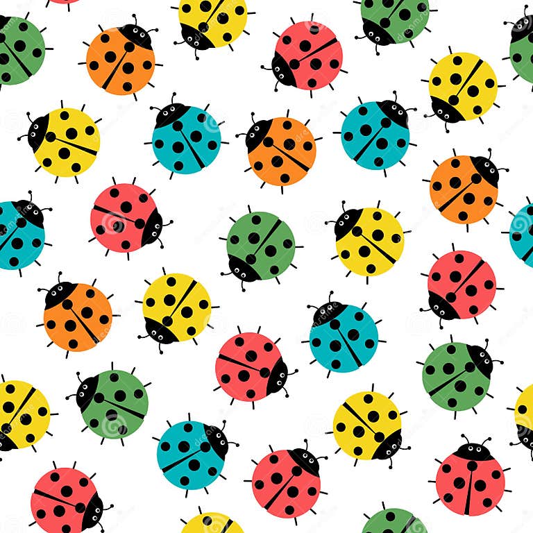 Ladybugs in Colors Seamless Pattern, Abstract Texture Vector Art ...