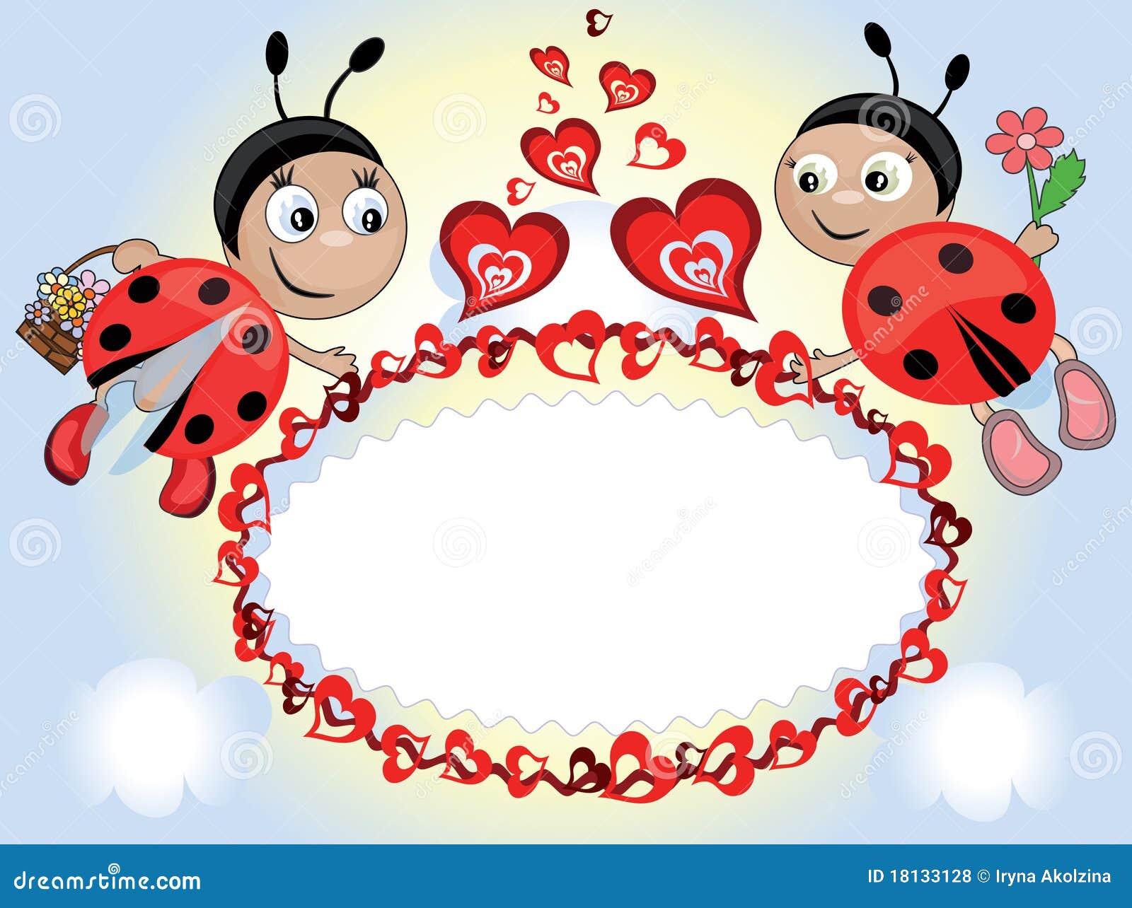 Ladybugs Con El Corazón, Marco Ilustración del Vector - Ilustración de ...
