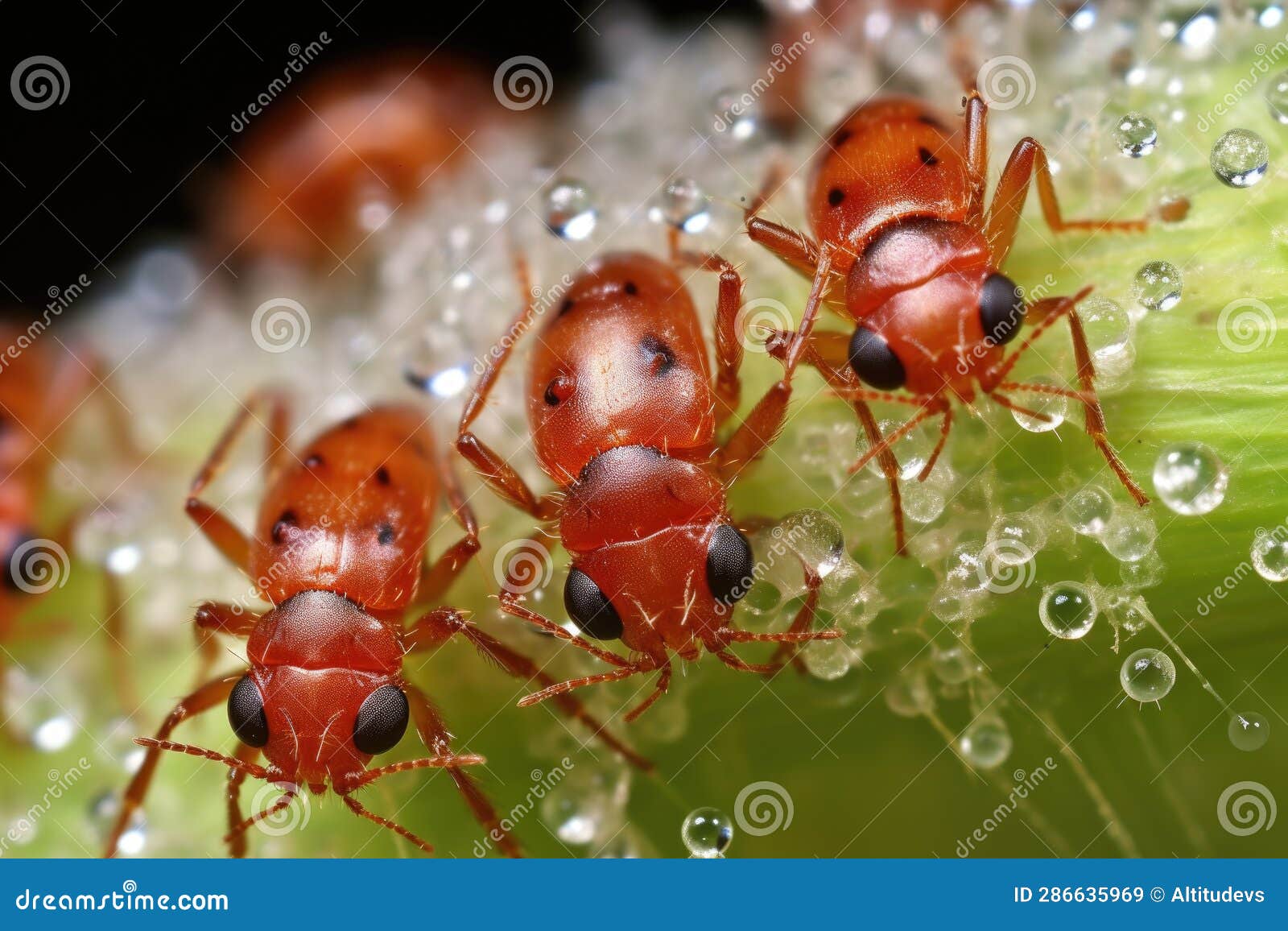 Ladybugs feeding on aphids stock illustration. Illustration of spotted - 286635969