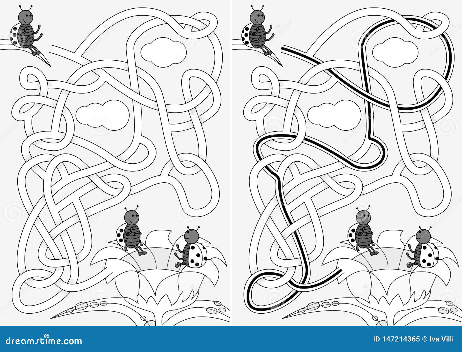 Ladybug maze stock vector. Illustration of game, path - 147214365