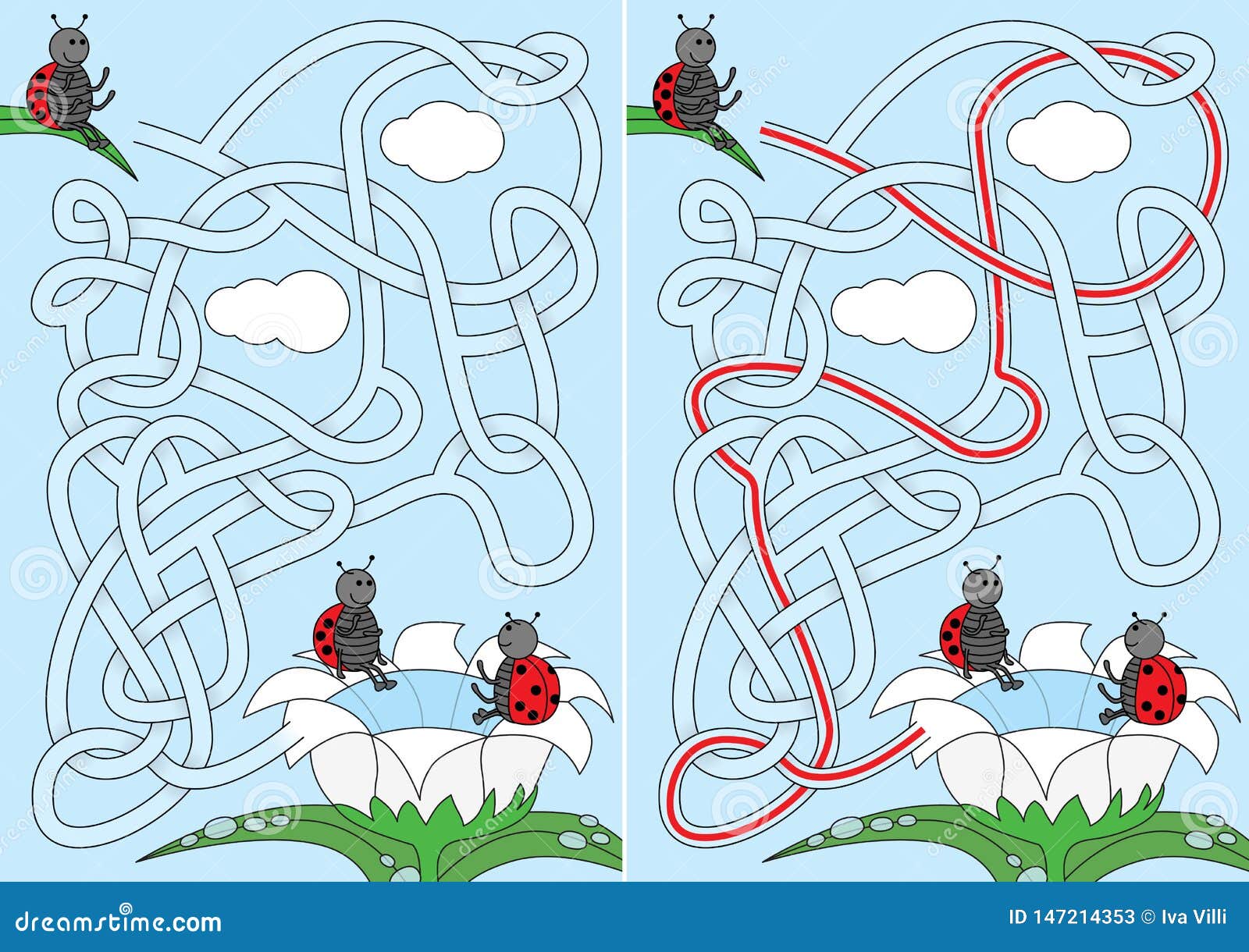 Ladybug maze stock vector. Illustration of pool, puzzle - 147214353