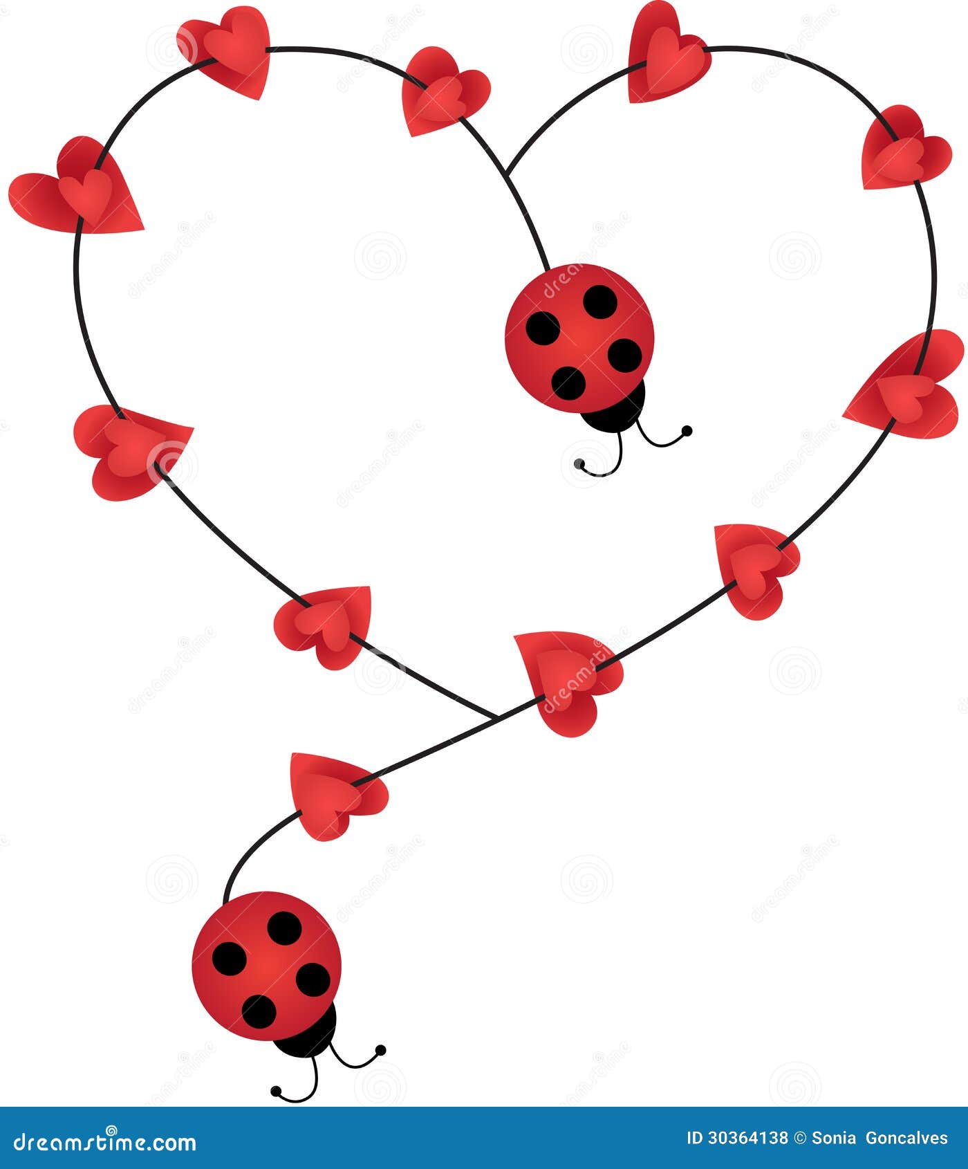 Ladybugs Forming Heart Shape Stock Vector - Illustration of card ...