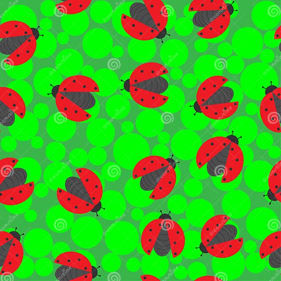 Ladybugs on a Green Background Stock Vector - Illustration of paper ...