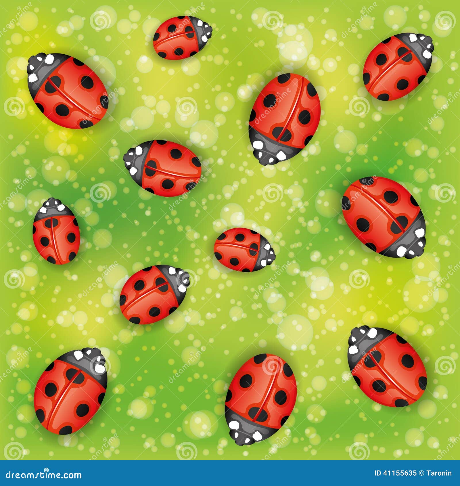 Ladybugs on Green Background. Stock Vector - Illustration of texture ...
