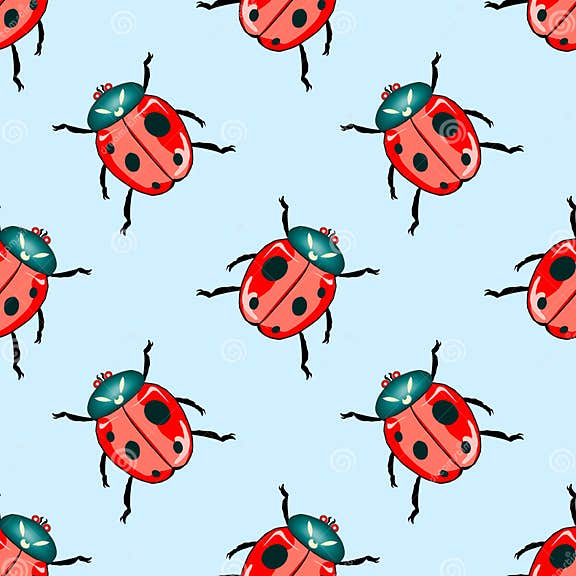 Ladybugs Seamless Background Repeating Pattern, Wallpaper Background ...