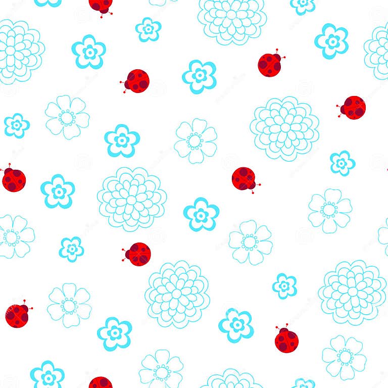 Ladybugs Seamless Repeat Pattern Stock Vector - Illustration of insect ...