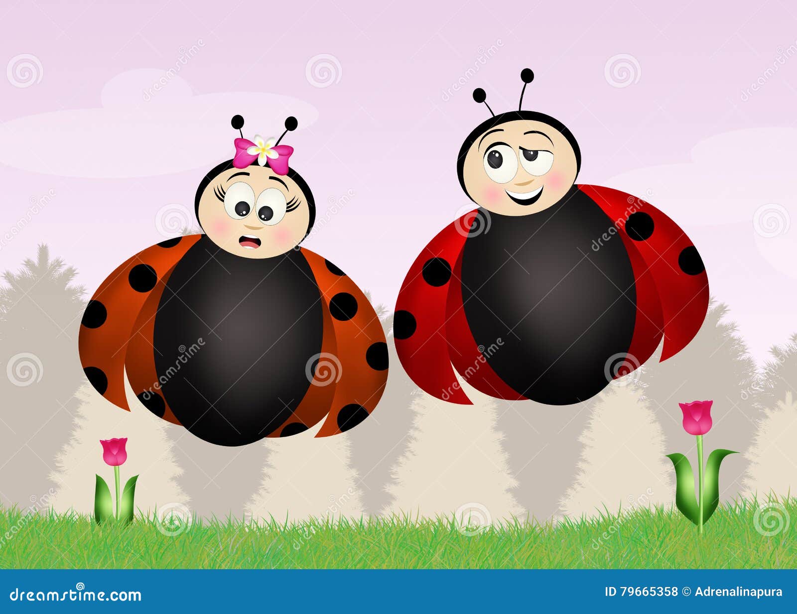 Ladybugs in spring stock illustration. Illustration of groom - 79665358